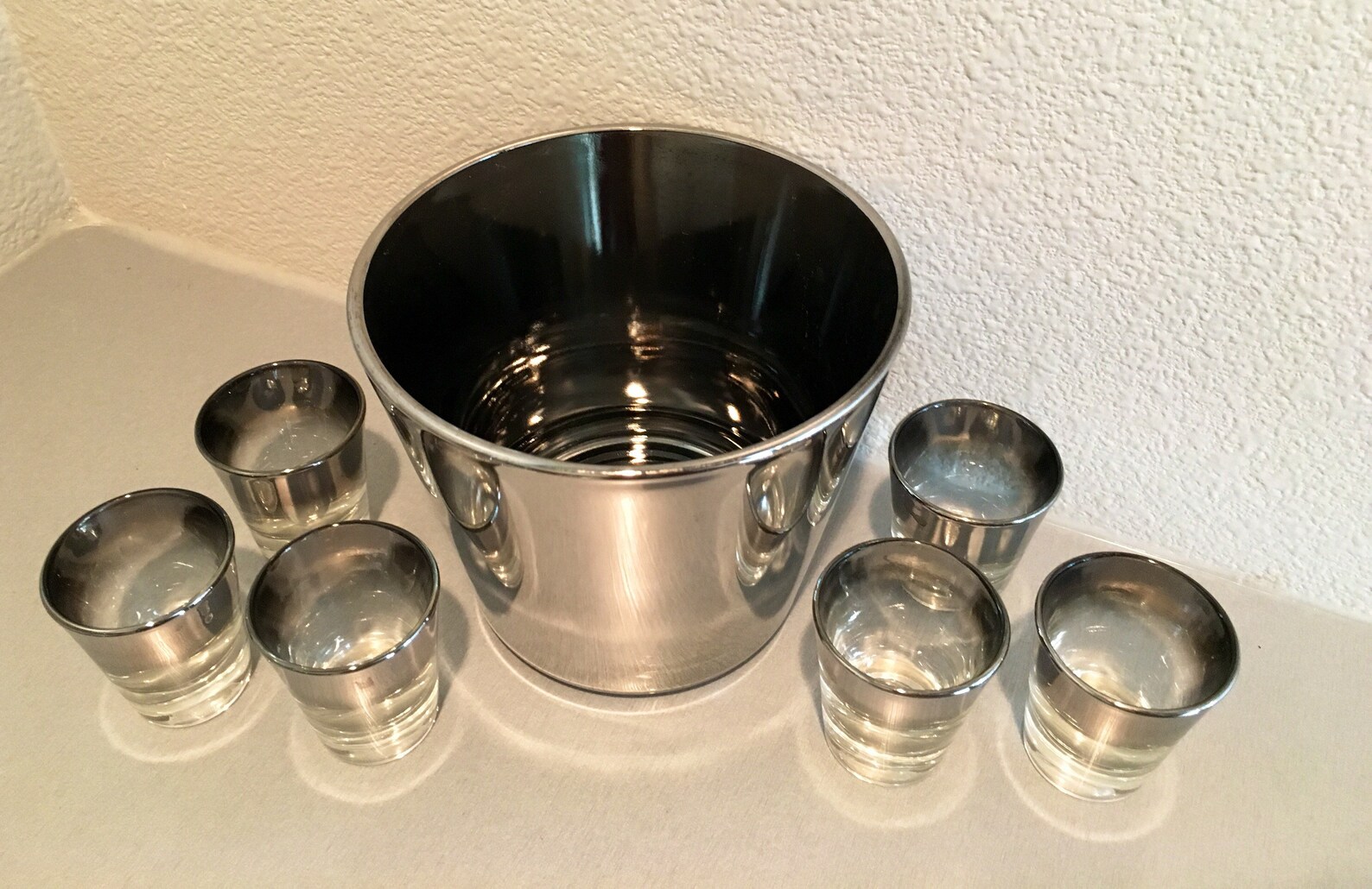 Vintage Ice Bucket and Shot Glass Set - Etsy