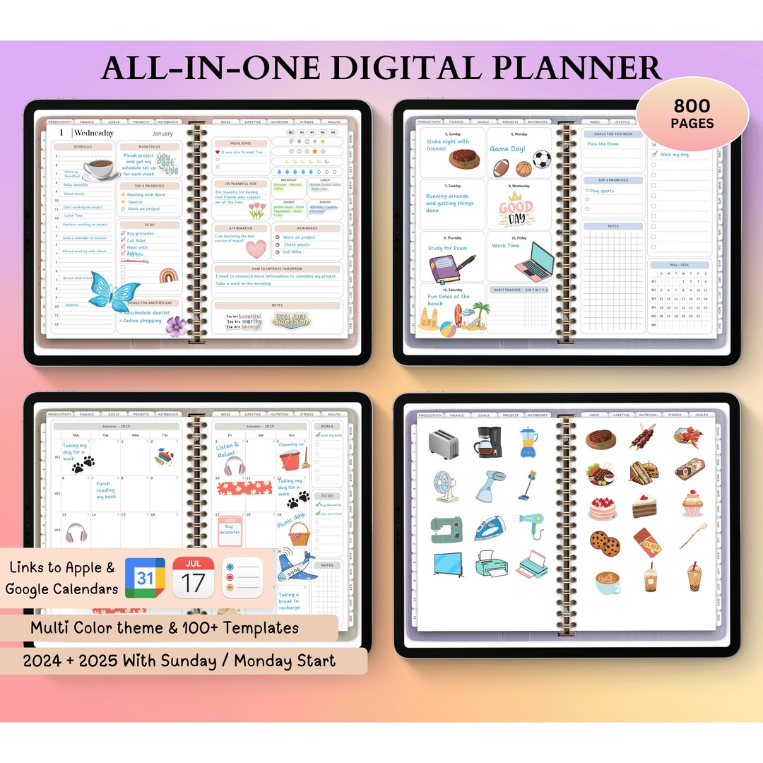 All-in-one Digital Planner 2024, 2025, Digital Planner, Weekly, Daily ...
