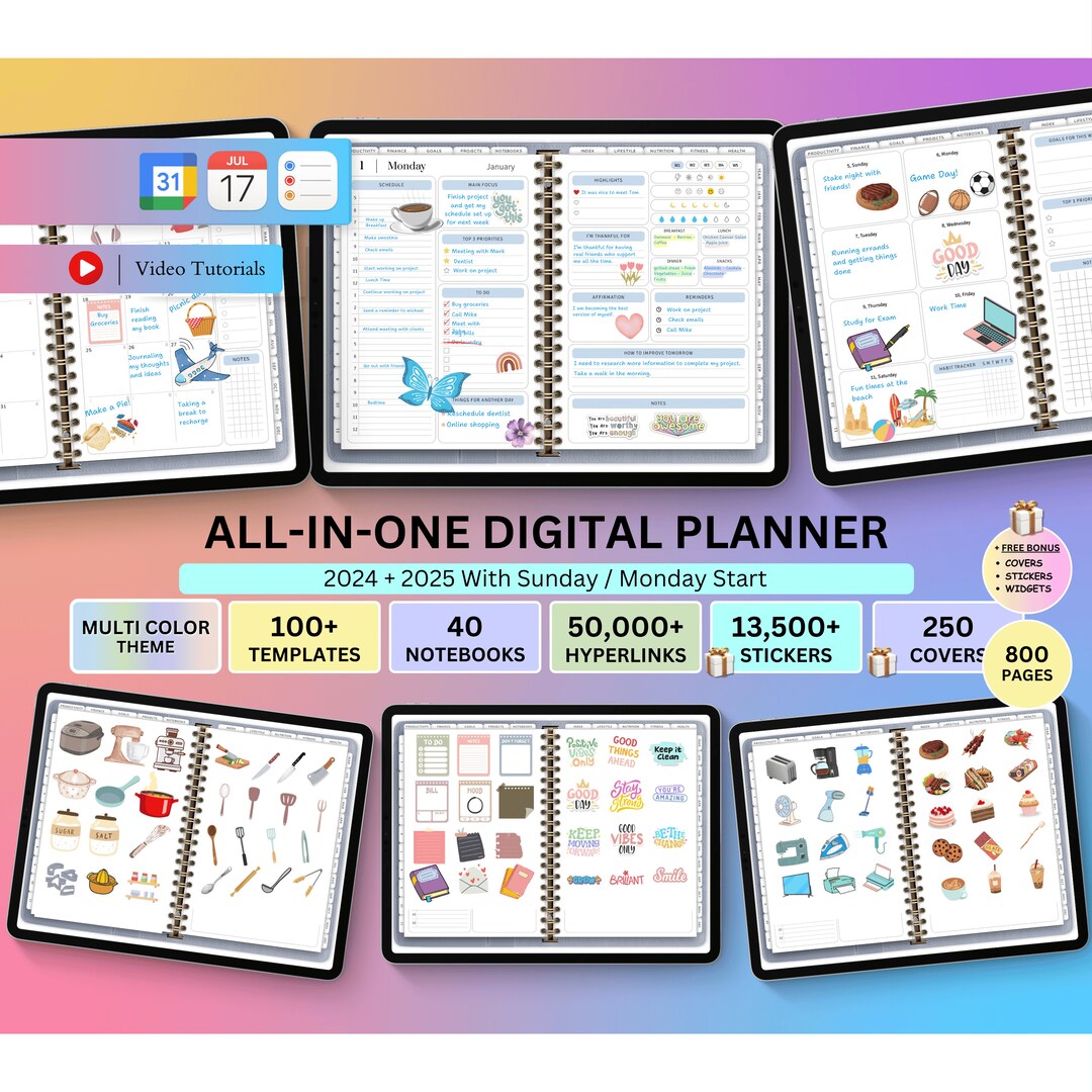 All-in-one Digital Planner 2024, 2025, Digital Planner, Weekly, Daily ...