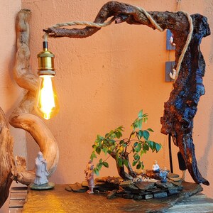 Bonsai Tree Lamp Wooden Bonsai Lamp Wood Lamp Zen Corner Decor Bonsai ...