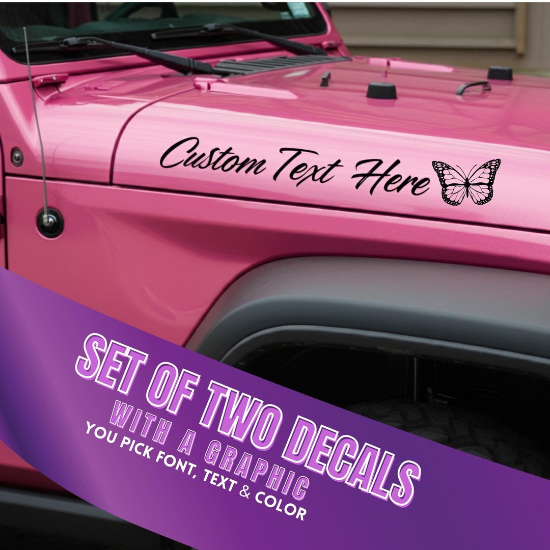 25" X 3.5" Pair of Custom Single Color With Personalized Graphic Hood ...