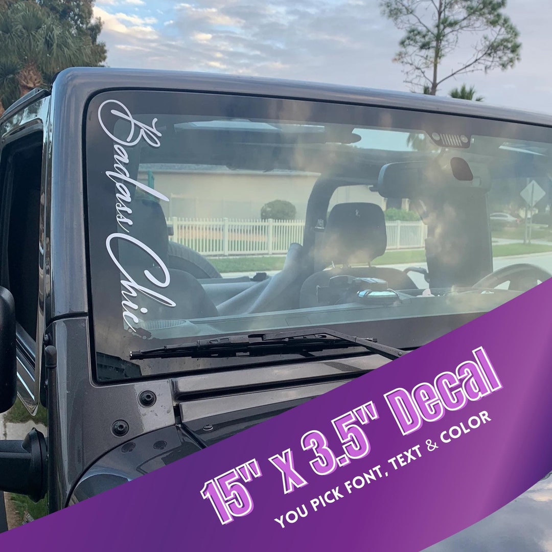 15" X 3.5" Custom Windshield Vinyl Decal: Personalized Car Sticker TEXT ...