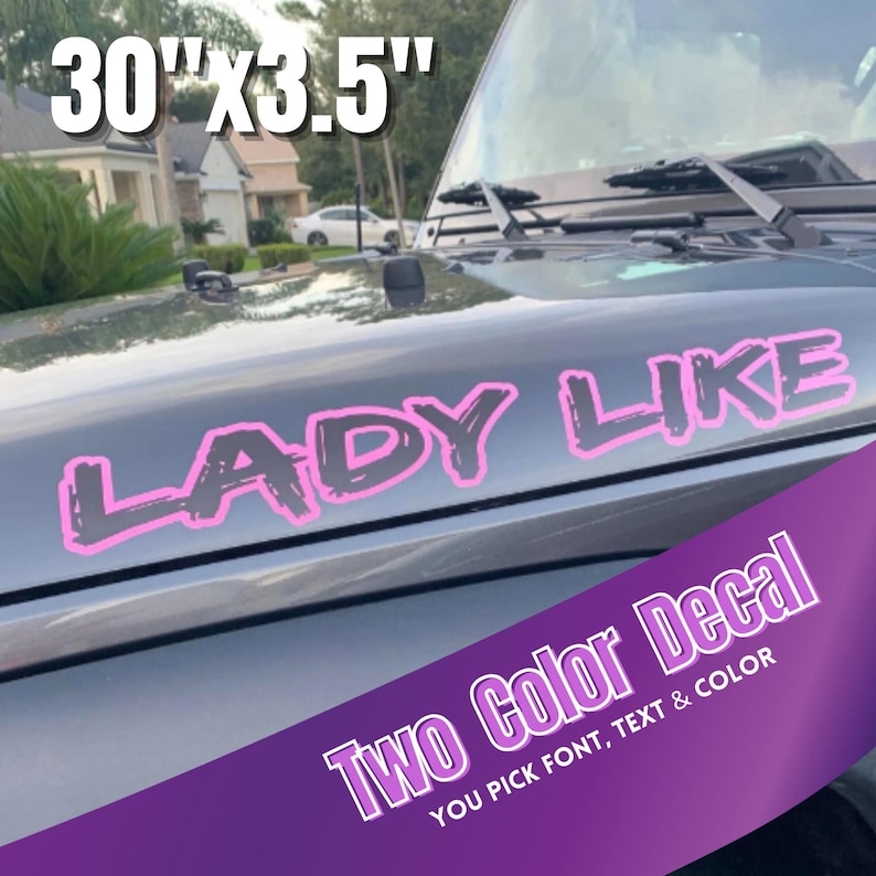 Custom Two-color Hood Vinyl Decals - 30" X 3.5" - Personalized Text ...