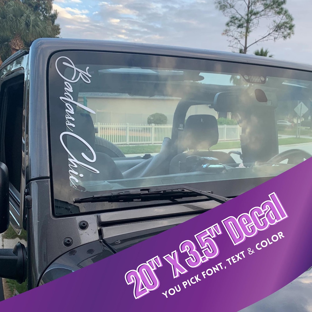 20" X 3.5" Custom Windshield Vinyl Decal Sticker Personalized Text Car ...