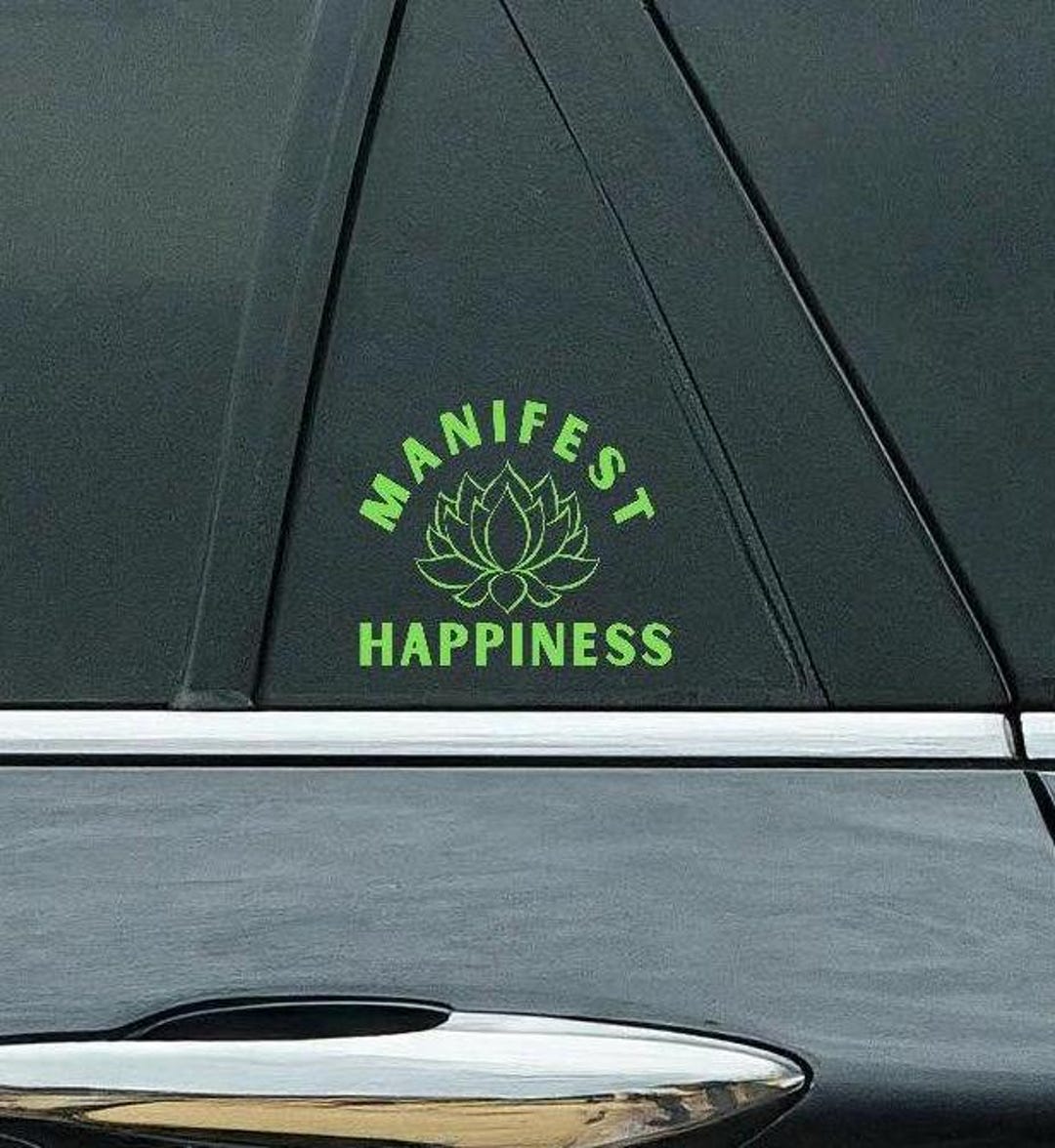 Manifest Happiness Sticker Vehicle Decal Car Vinyl Decal Lotus Flower ...