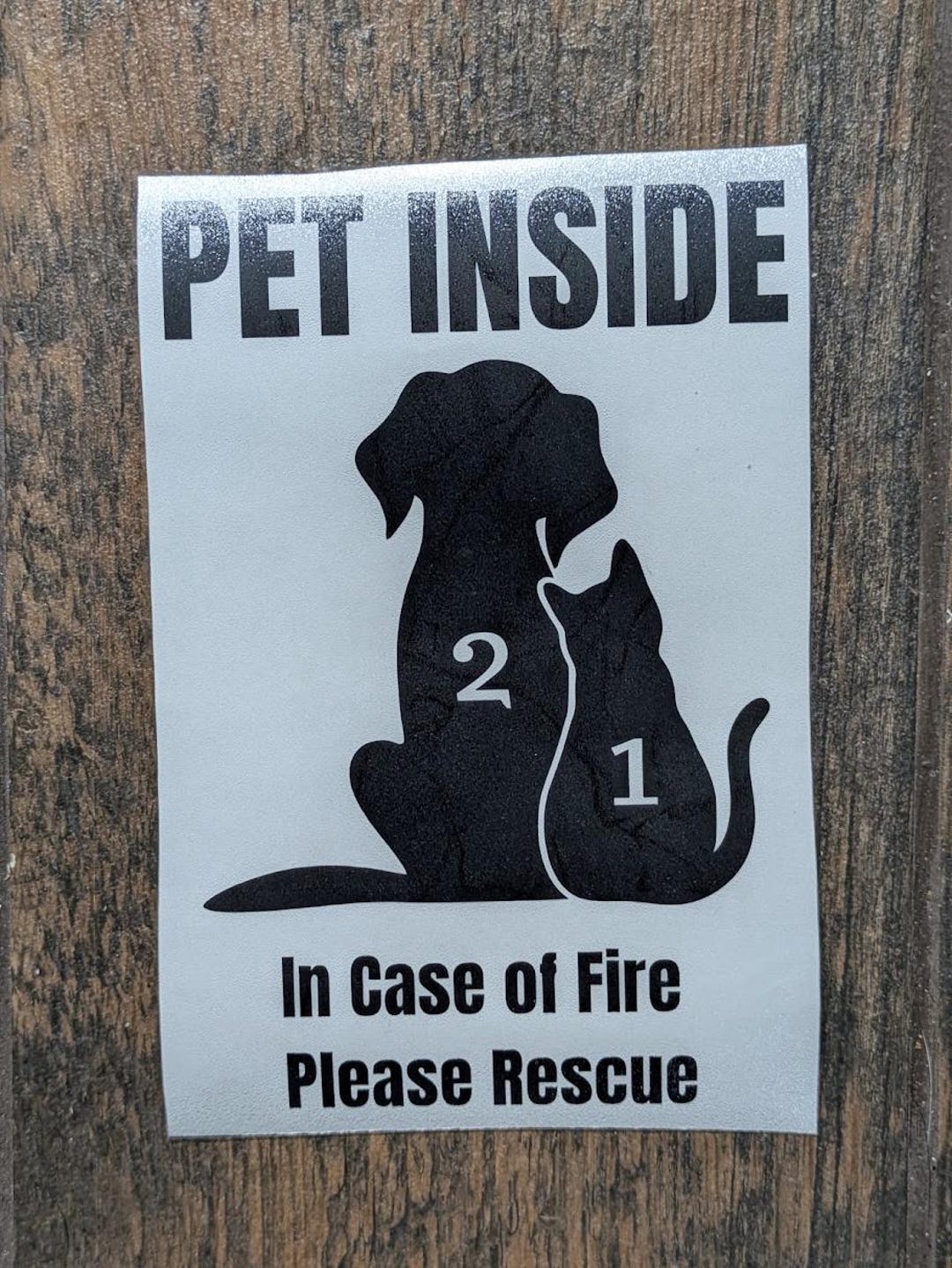 Pet Inside Emergency Incase of Fire Custom Decal Sticker - Etsy