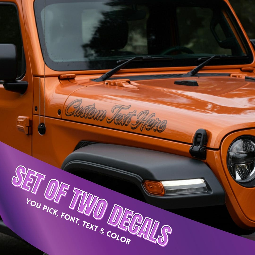 20" X 3.5" Pair of Custom Single Color Hood Vinyl Decals High-quality ...