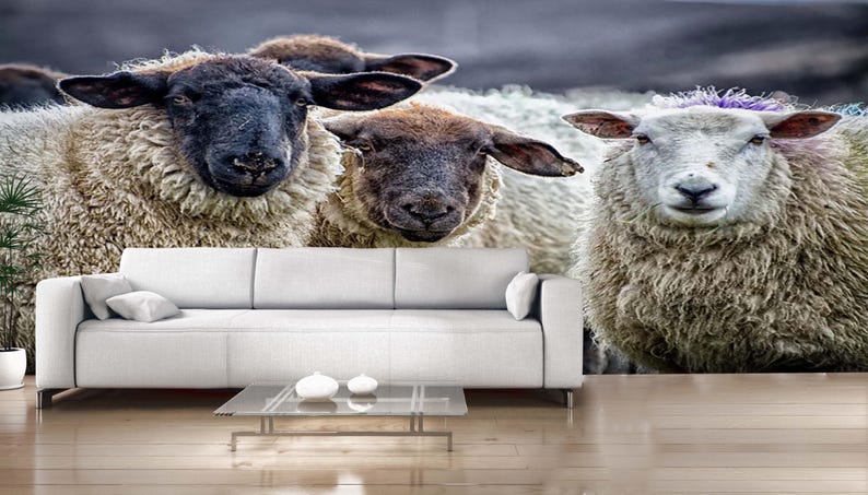 Sheep Wall Decor, Sheep Wall Painting, Animal Wall Art, Wall Stickers ...