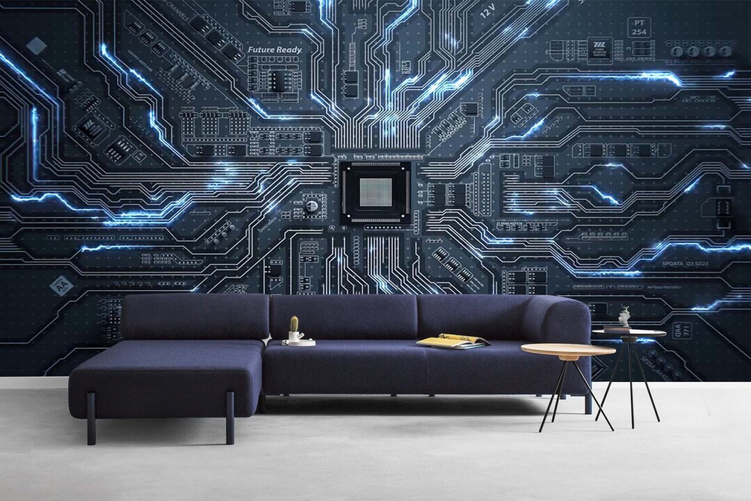 Cpu Chip on Circuit Board Wallpaper,electronic Themed Wall Mural,it ...