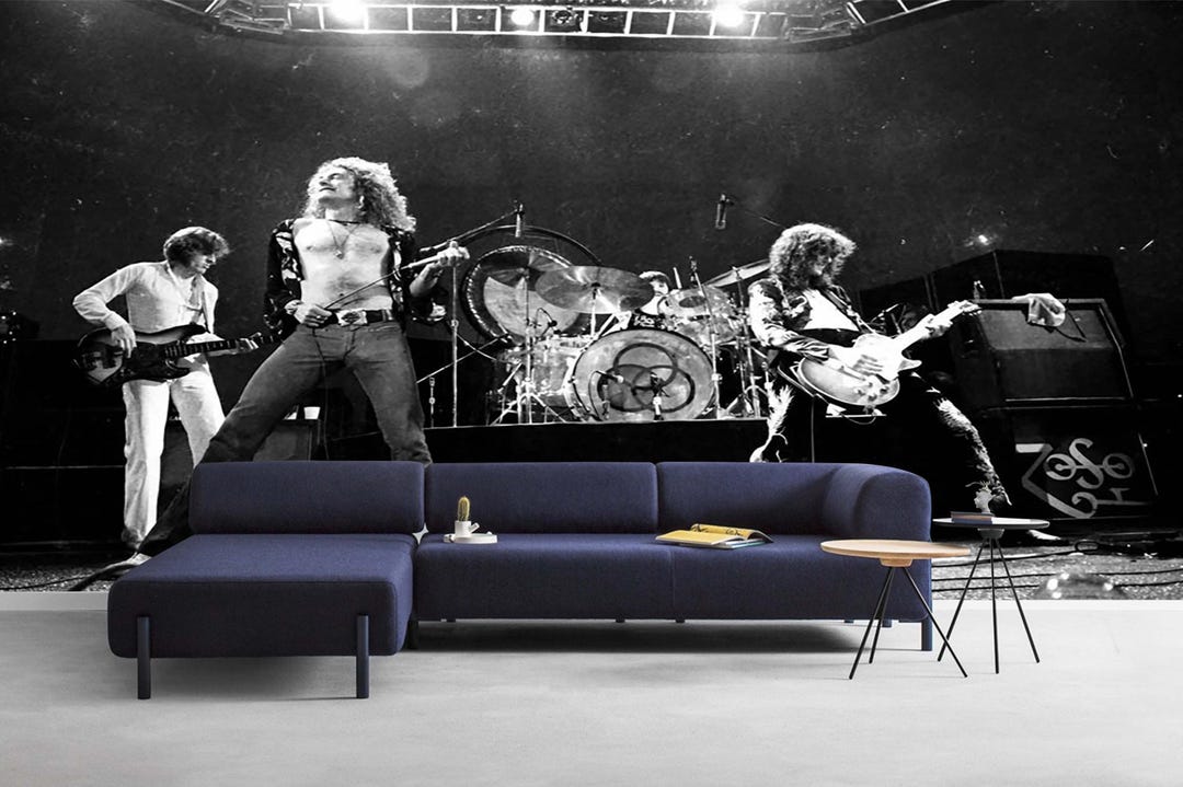 Led Zeppelin Jimmy Page Robert Plant Art Print Black & White 1970s ...