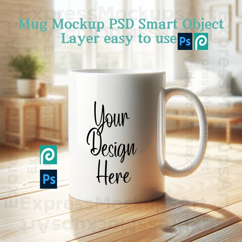 Mug Mockup PSD: Full-wrap Smart Object Template (digital Download) - Etsy