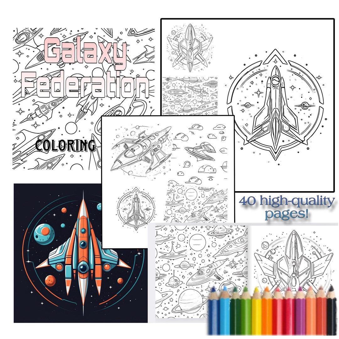 Space Coloring Book: Galaxy Federation - Etsy