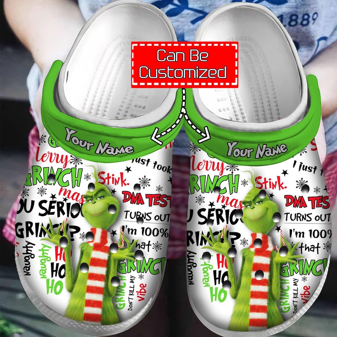 Personalized the Grinch Christmas Clogs, Grinch Summer Crocs, Grinch ...