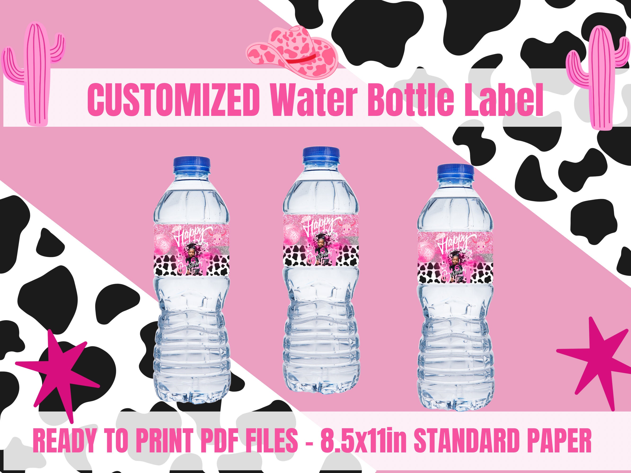 Cowgirl Personalized Water Bottle Labels - Etsy
