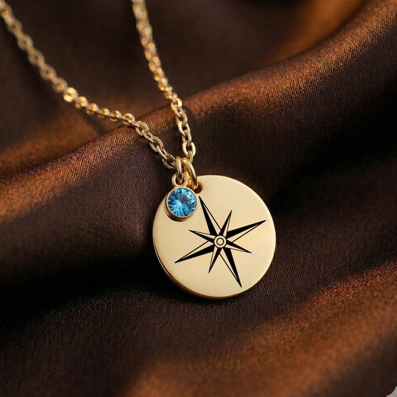 Personalized Gift for Wife, Engraved Gold Compass Necklace ...