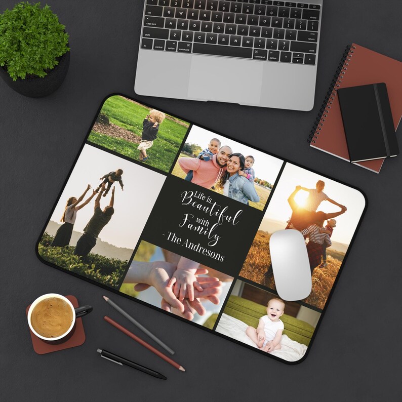 Photo Collage Desk Mat, Large Desk Mat, Personalized Desk Decorations ...