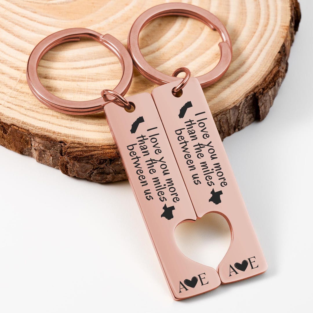 Custom Couples Keychain, Long Distance Relationship Gift for Boyfriend ...