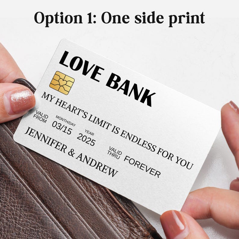 Personalized Love Bank Metal Wallet Card, Engraved Love Notes, Long ...
