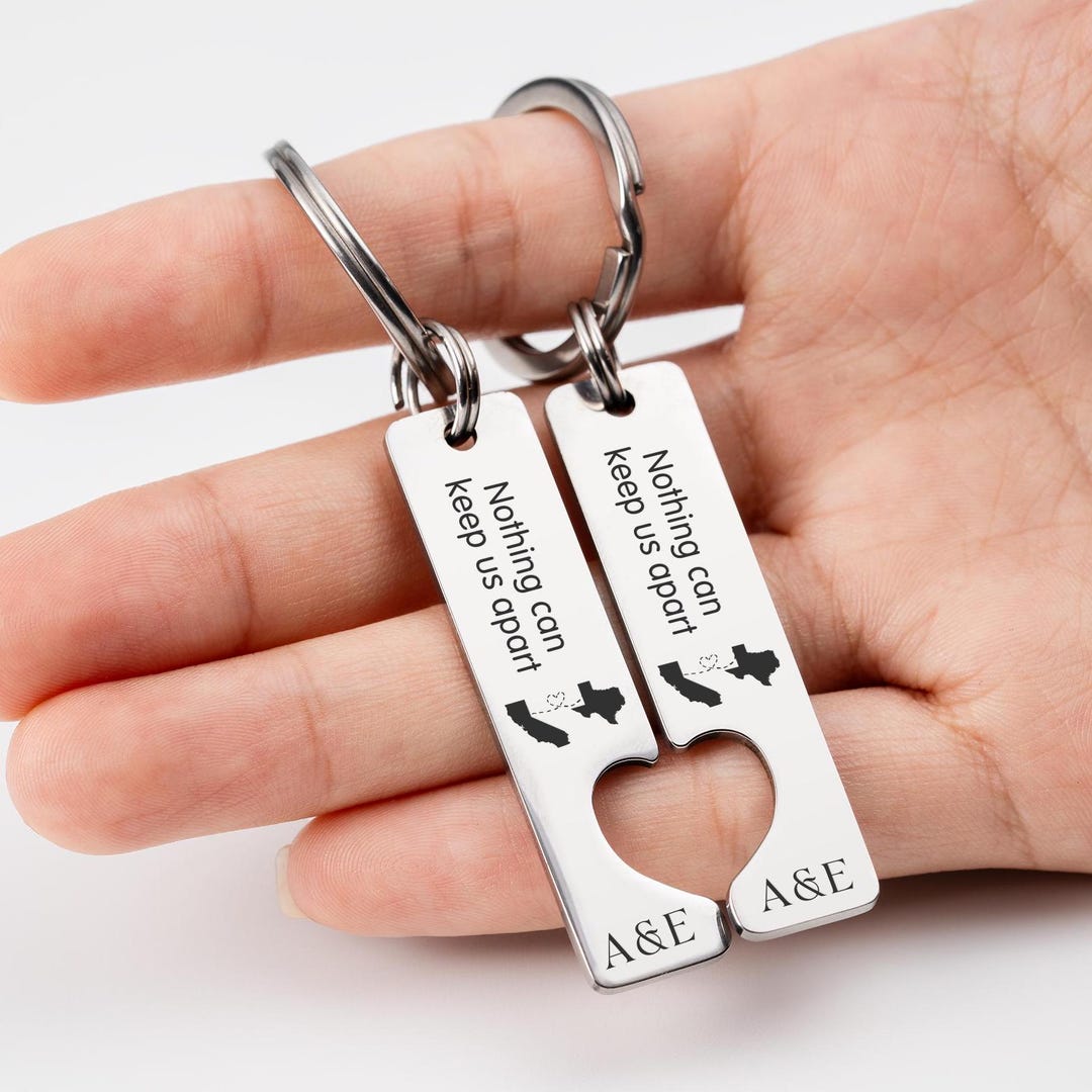 Custom Couples Keychain, Long Distance Relationship Gift for Boyfriend ...