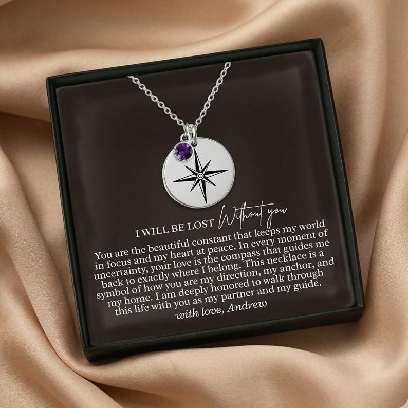 Personalized Gift for Wife, Engraved Gold Compass Necklace ...