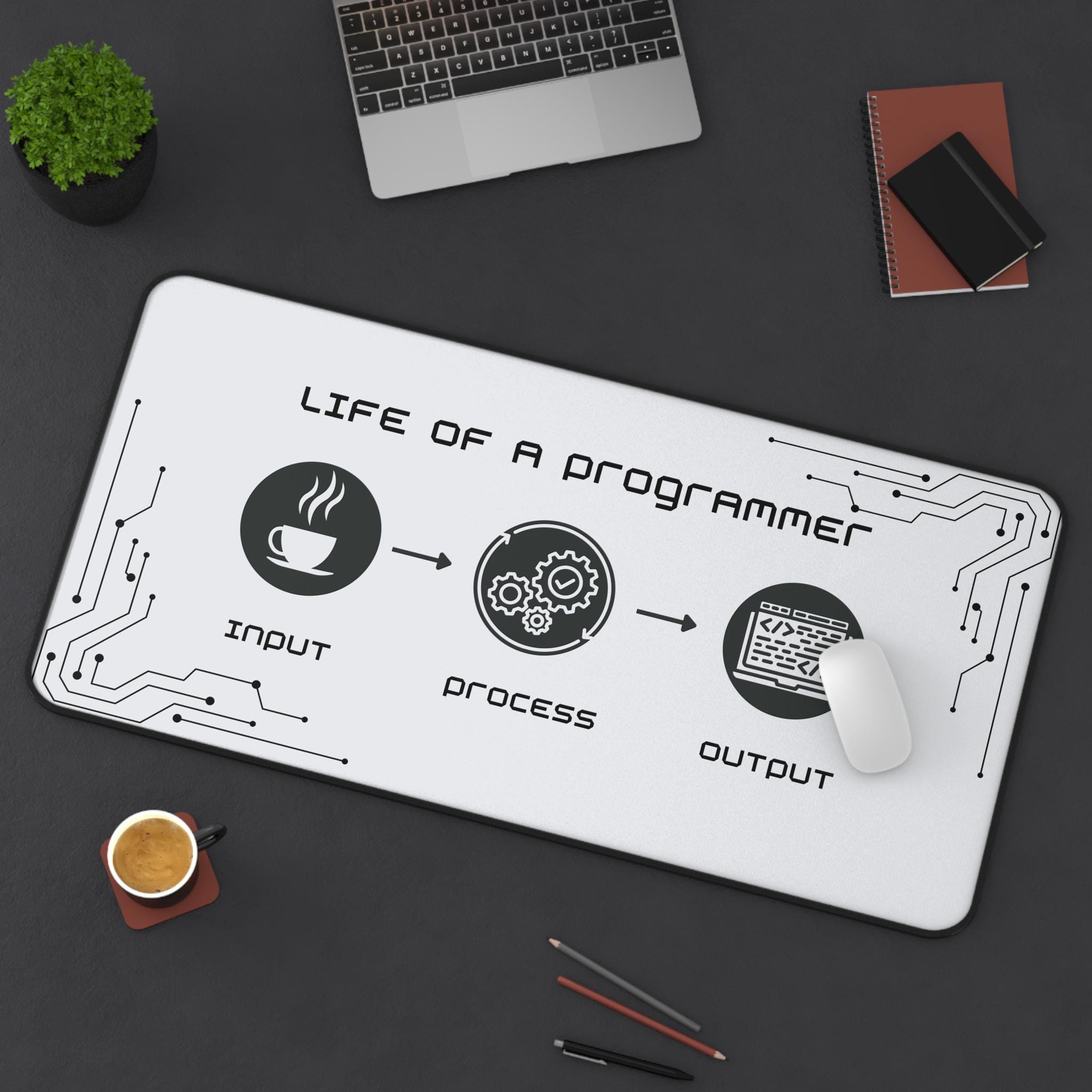 Personalized Desk Mat, Coffee to Codes, Funny Desk Mat, Programmer Desk ...
