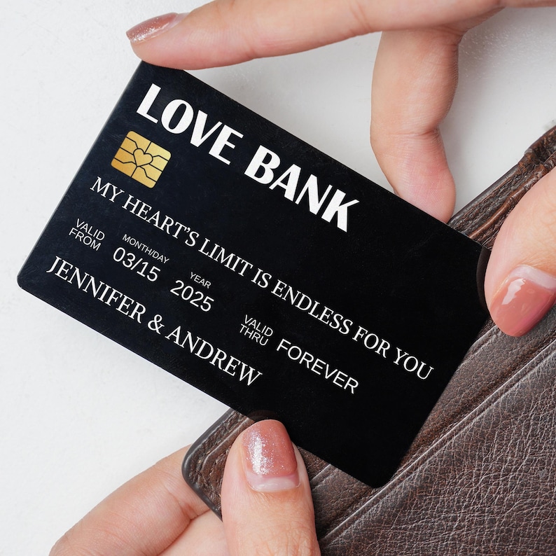 Personalized Love Bank Metal Wallet Card, Engraved Love Notes, Long ...