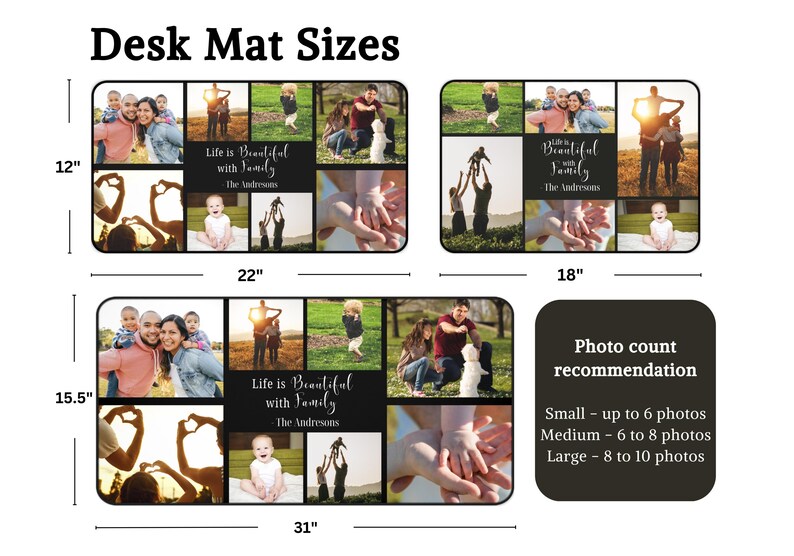 Personalized Mom Photo Collage Desk Mat With Kids Name, Large Desk Mat ...