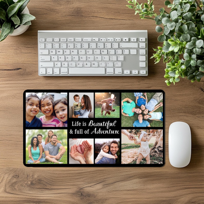Photo Collage Desk Mat, Large Desk Mat, Personalized Desk Decorations ...
