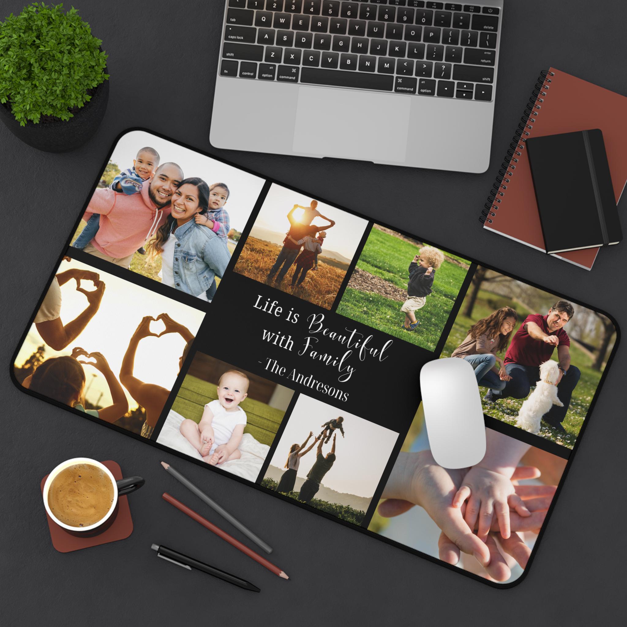 Photo Collage Desk Mat, Large Desk Mat, Personalized Desk Decorations ...