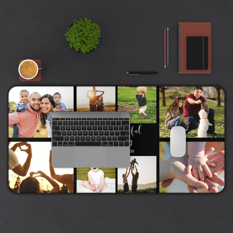 Photo Collage Desk Mat, Large Desk Mat, Personalized Desk Decorations ...