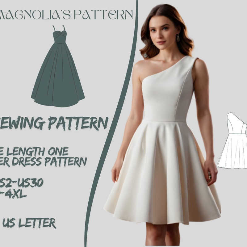 One Shoulder Dress Pattern - Etsy
