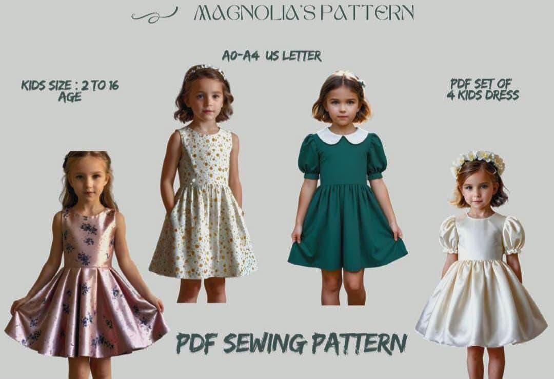 Girls Dress Sewing Pattern Bundle: Party & Summer Styles (size 2-16 ...