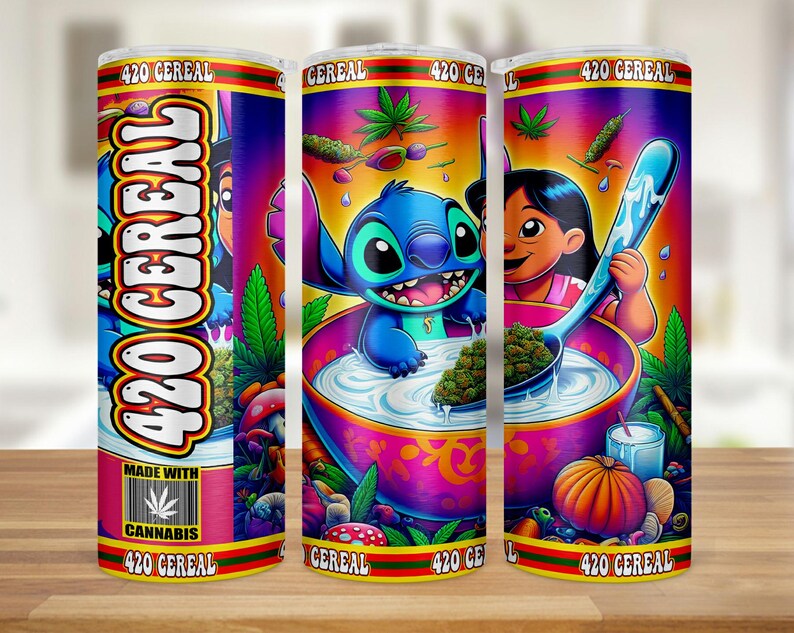 Bundle 420 Cereal Cartoon Duo, Weed Cereal, Funny 20oz Weed Tumbler ...