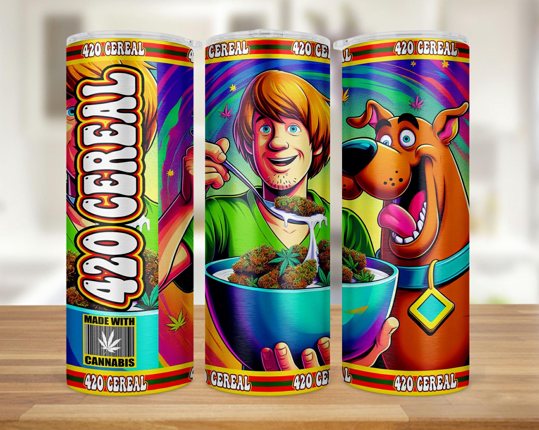 Bundle 420 Cereal Cartoon Duo, Weed Cereal, Funny 20oz Weed Tumbler ...