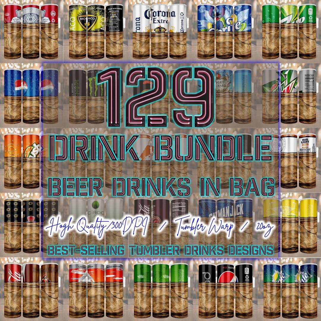 129 Liquor and Soda Brands Tumbler Wrap Bundle, Print Shop Starter Pack ...