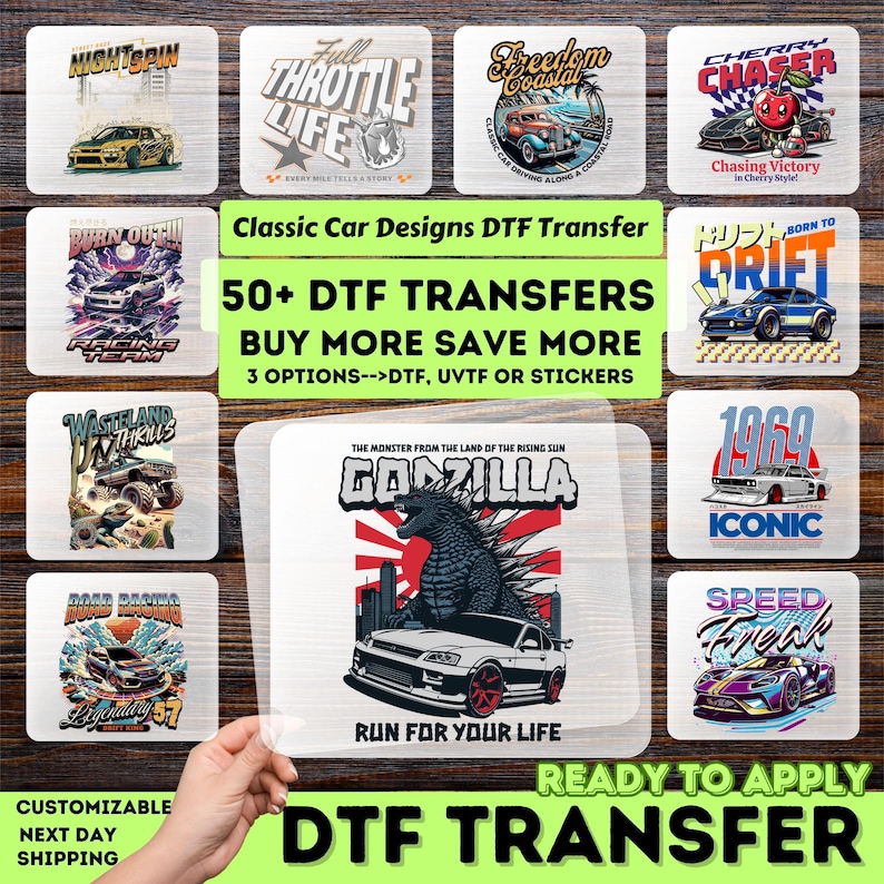 Classic-car-designs DTF Transfers - Vintage Vehicles Ready to Press ...