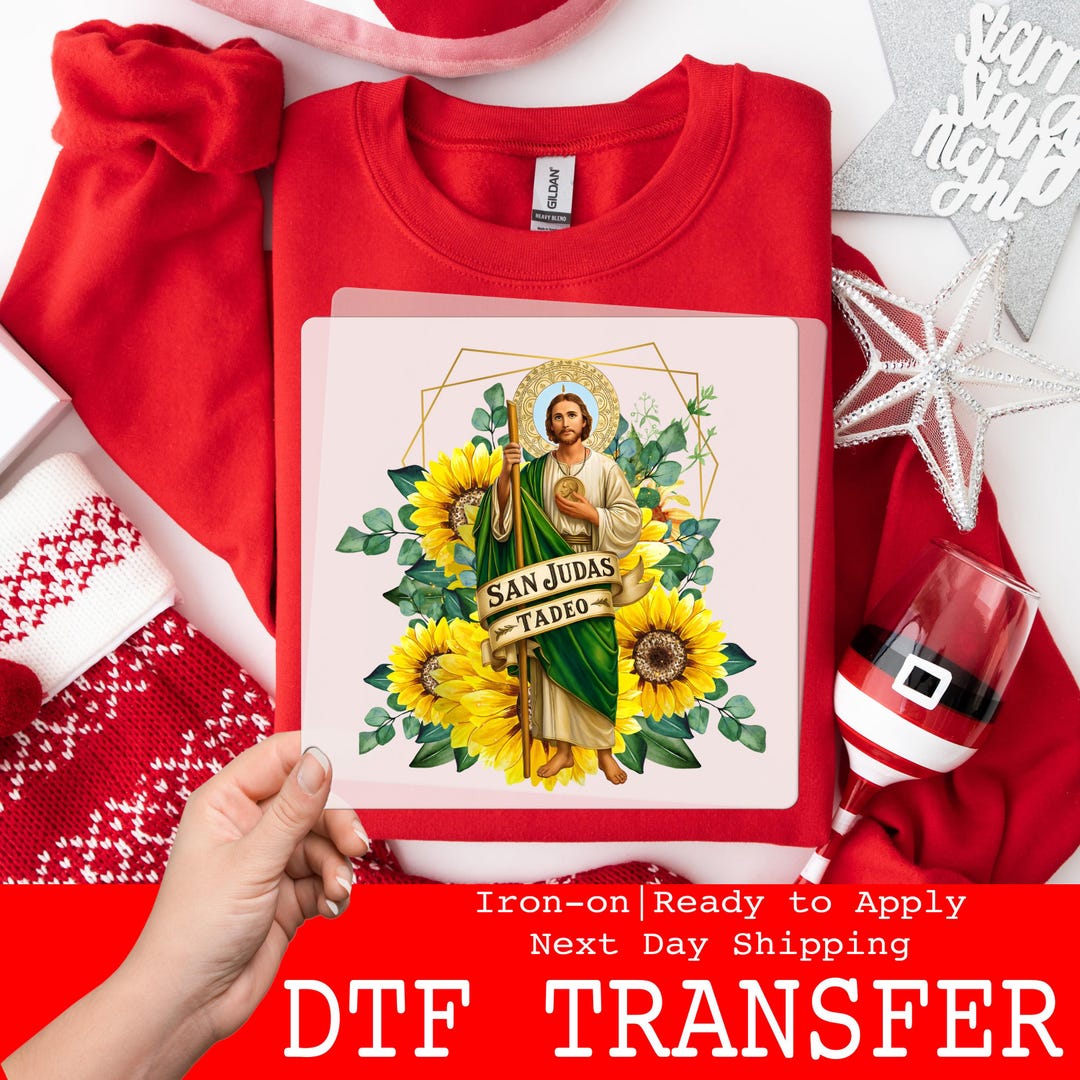 Saint Jude San Judas DTF Transfer With Sunflowers for Devout Catholic ...