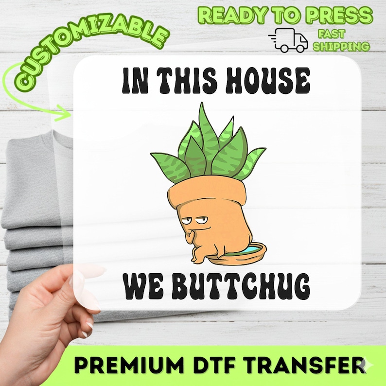 Humorous Plant Pot Cartoon DTF Transfer, Funny Home Decor Iron-on Decal ...