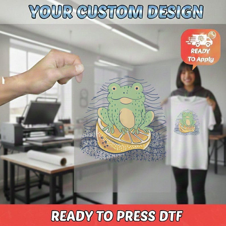 Funny Frog DTF Transfer, Lemon Theme Iron-on Decal, Cute Animal Heat ...