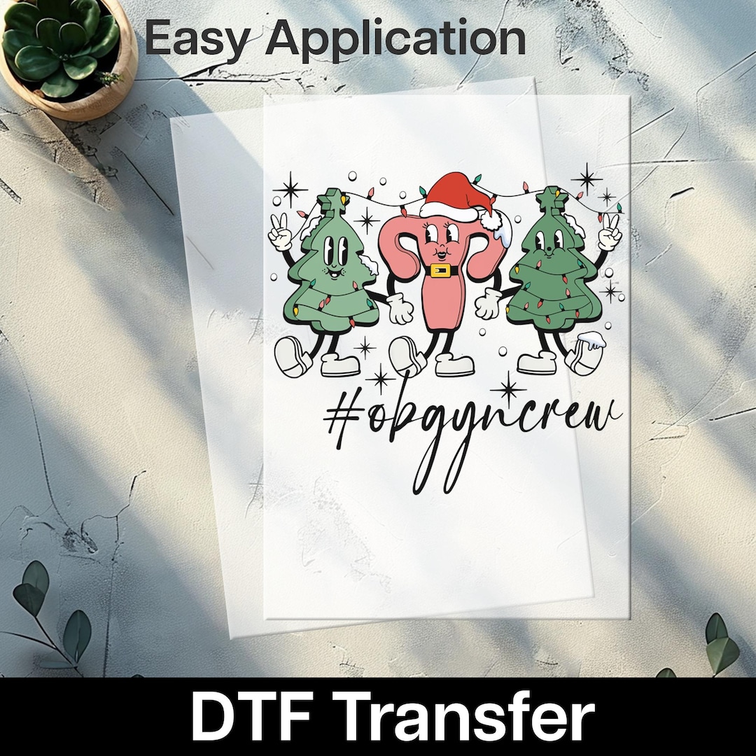 Funny Christmas Anthropomorphic Tree & Uterus DTF Transfer for OB-GYN ...