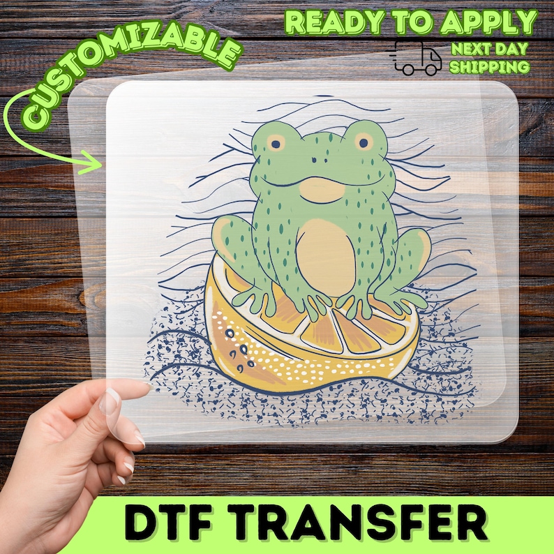 Funny Frog DTF Transfer, Lemon Theme Iron-on Decal, Cute Animal Heat ...