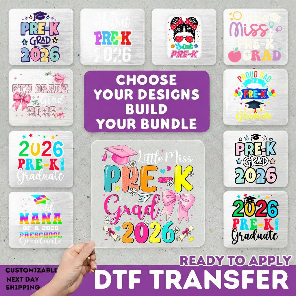 Pre K Graduation 2026 DTF Transfer, Kindergarten Shirt Design, Kids ...