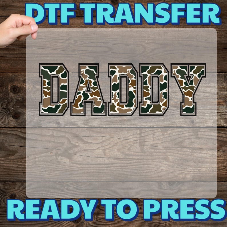 Daddy Camouflage Pattern Iron-on Decal, Father's Day Gift, Retro ...