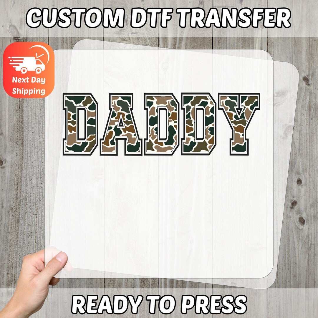 Daddy Camouflage Pattern Iron-on Decal, Father's Day Gift, Retro ...