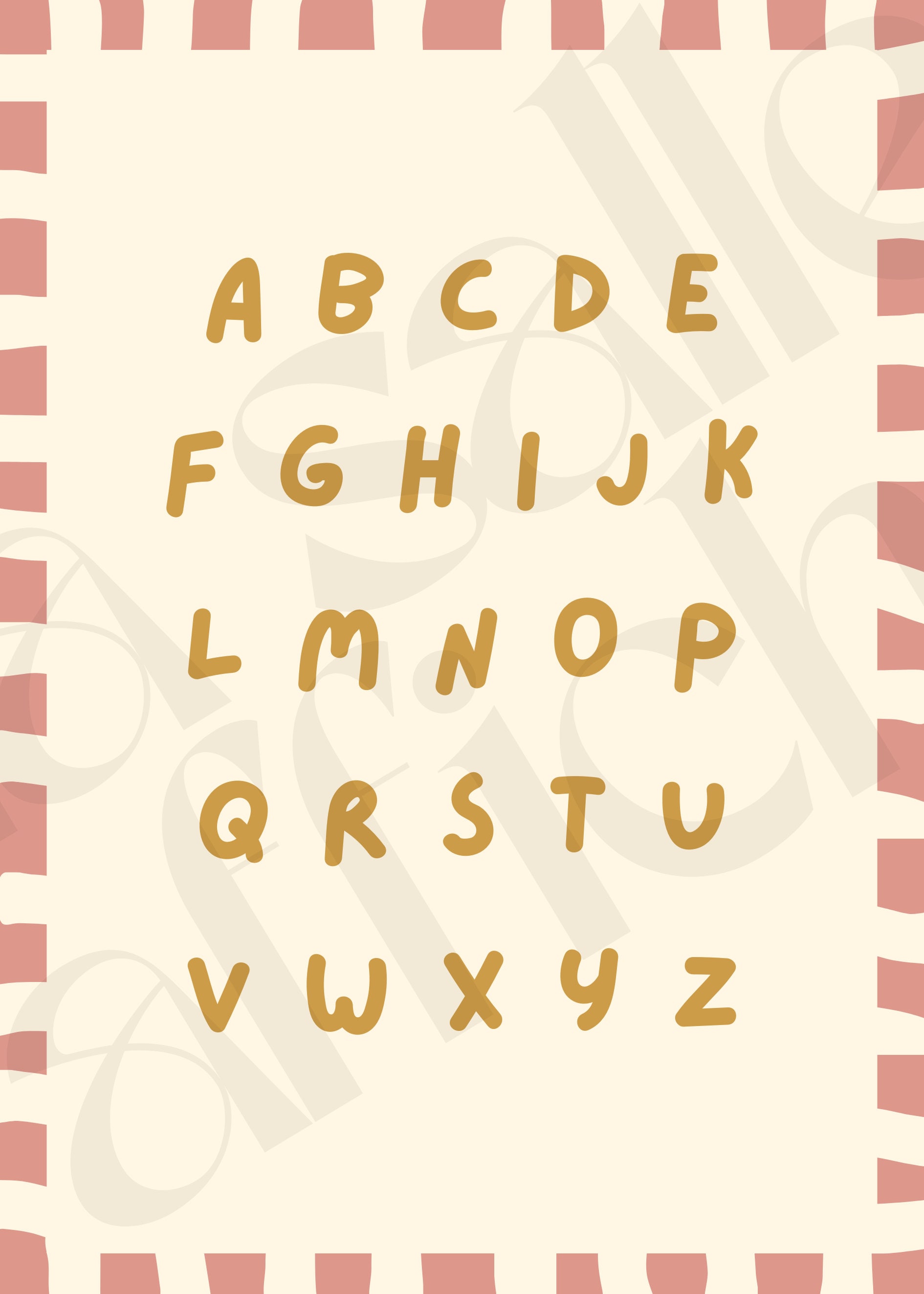 Alphabet Print (golden Yellow & Pink), Abcs, Playroom Printable Wall ...