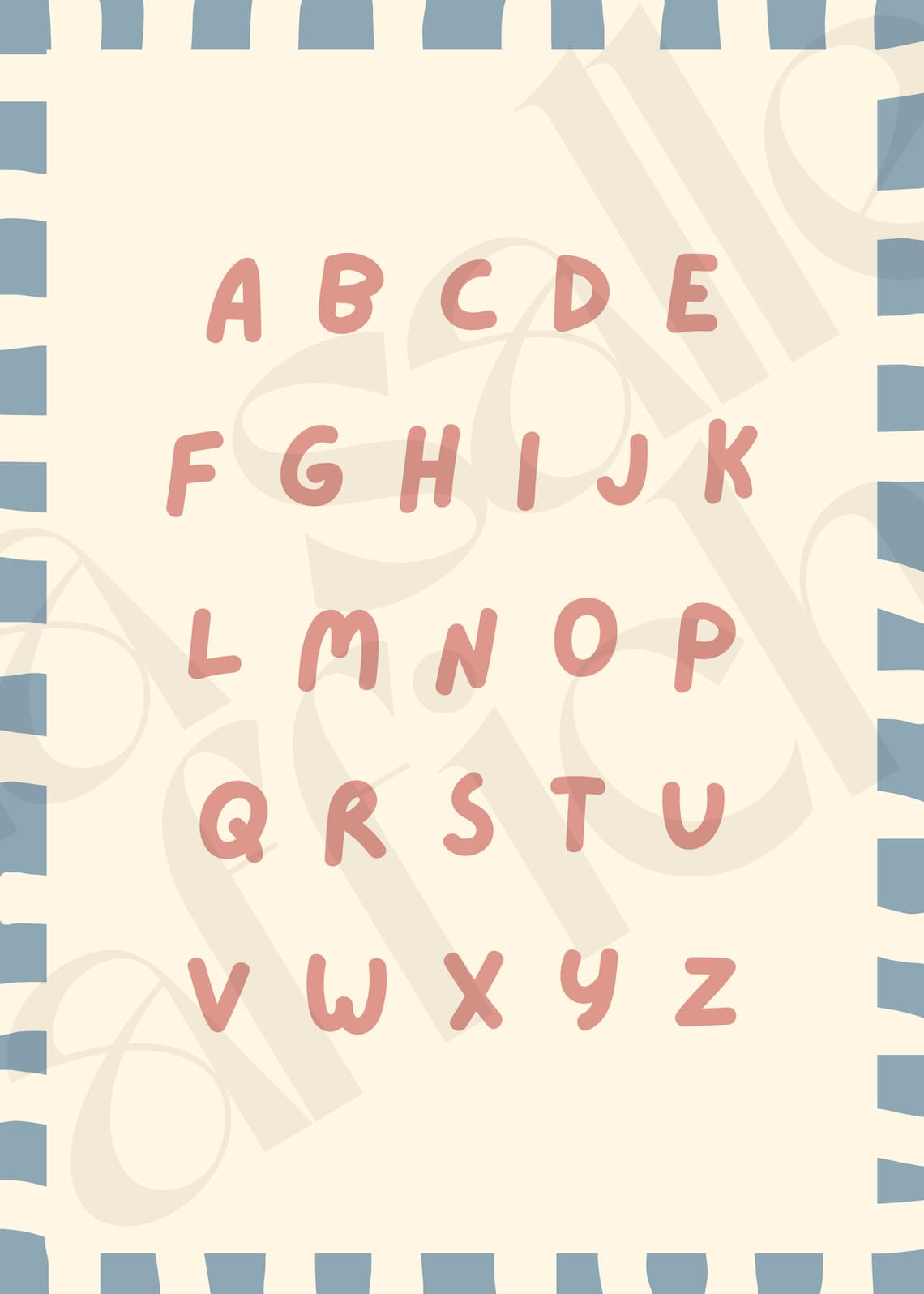 Alphabet Print (pink & Blue), Abcs, Playroom Printable Wall Art, Kids ...