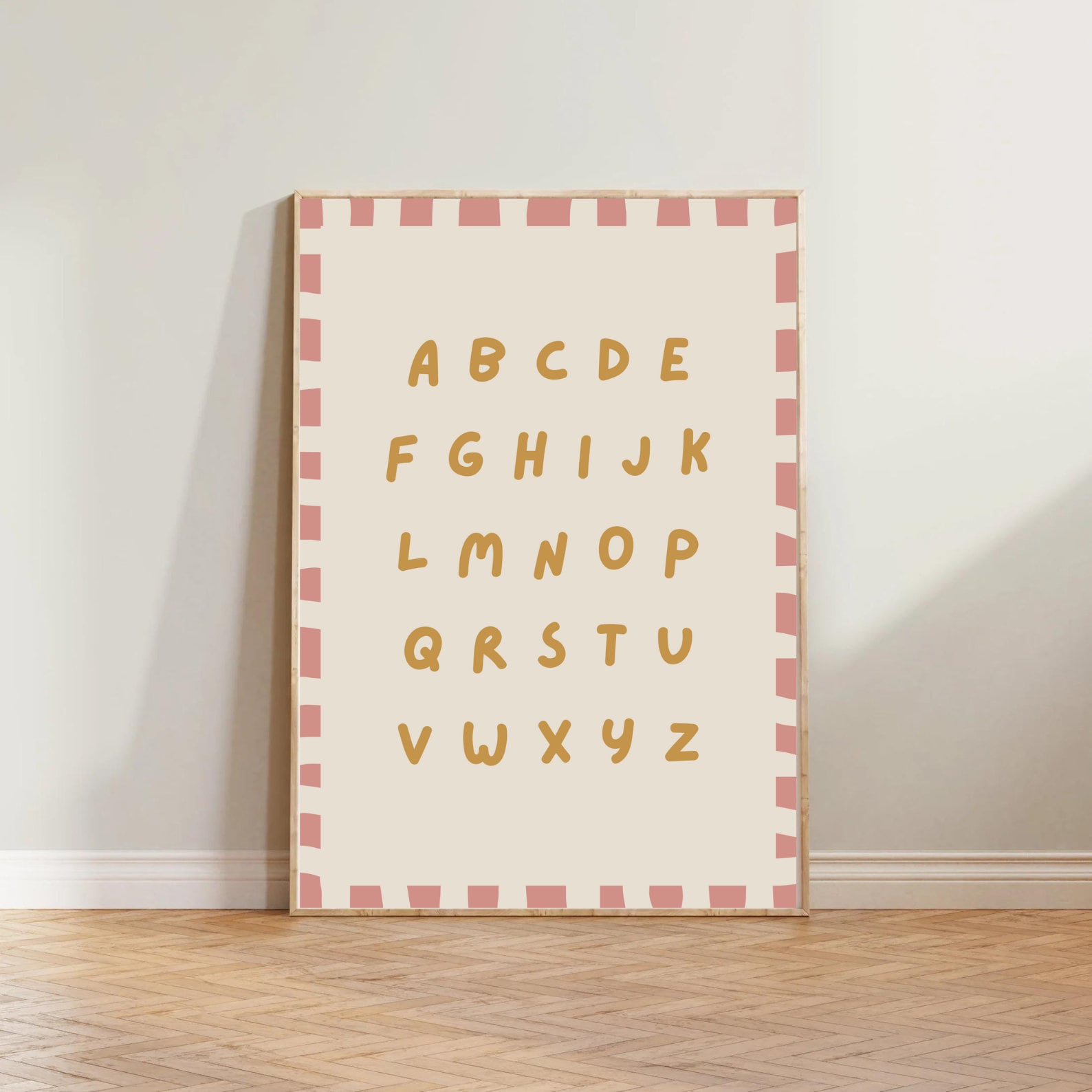 Alphabet Print (golden Yellow & Pink), Abcs, Playroom Printable Wall ...