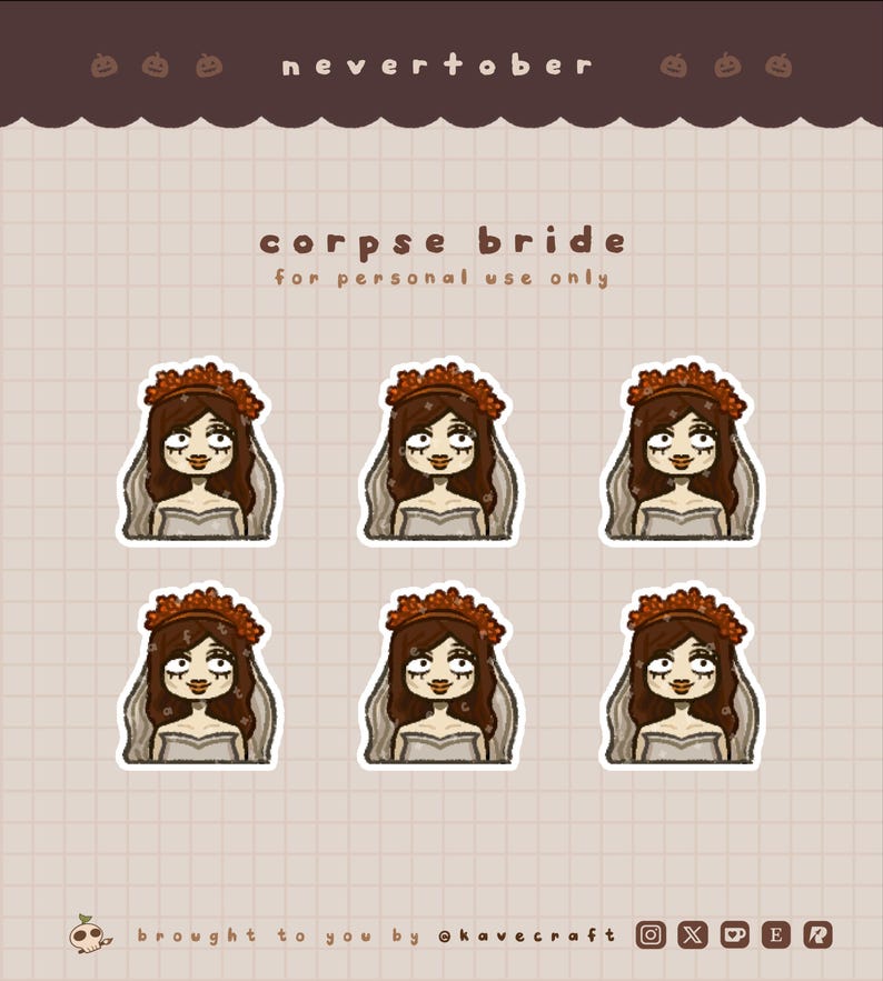 Printable Digital Sticker Sheet | Horror Films | Corpse Bride ...