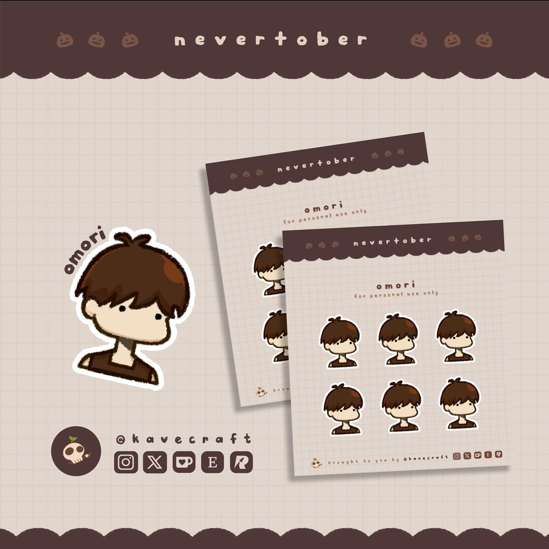 Printable Digital Sticker Sheet Horror Games Omori Nevertober Halloween ...