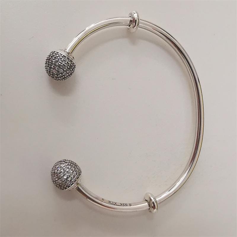 S925 Ale Pandora Moments Open Pave Bangle 17.5cm